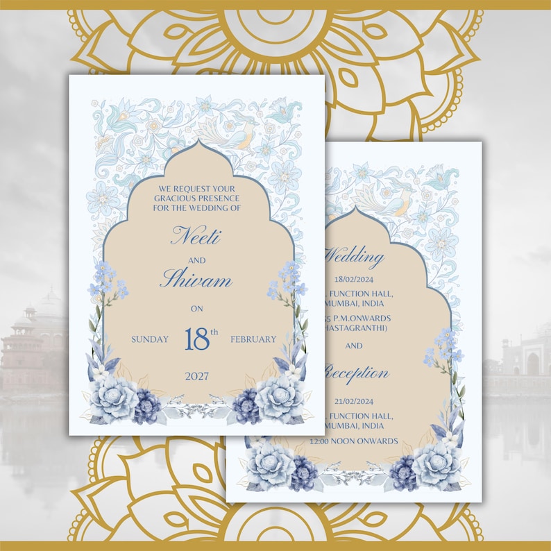Editable Indian Wedding Invitation Template: Modern Heritage Design ...