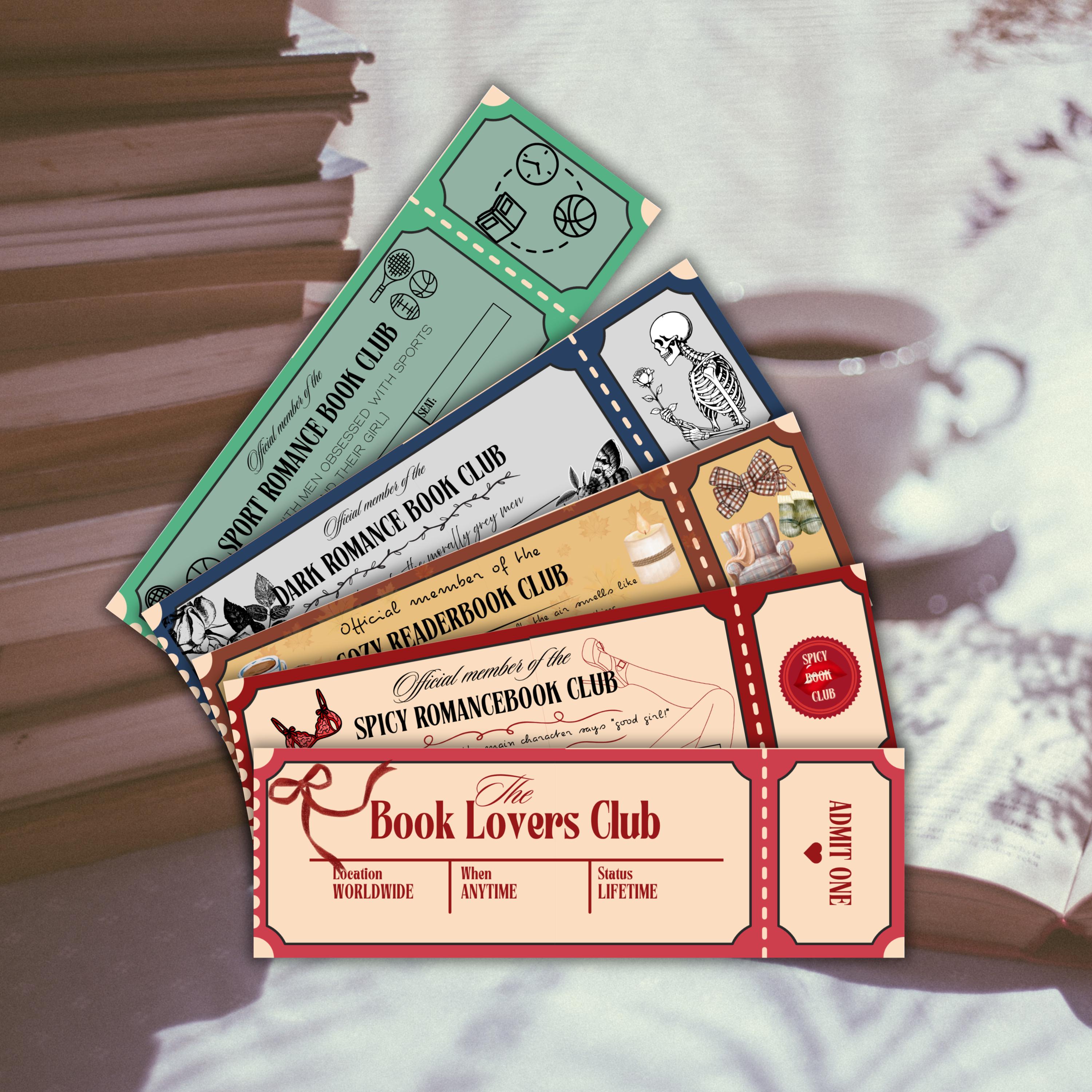 Printable Book Club Ticket Bookmarks: Book Lover Gift (digital Download ...