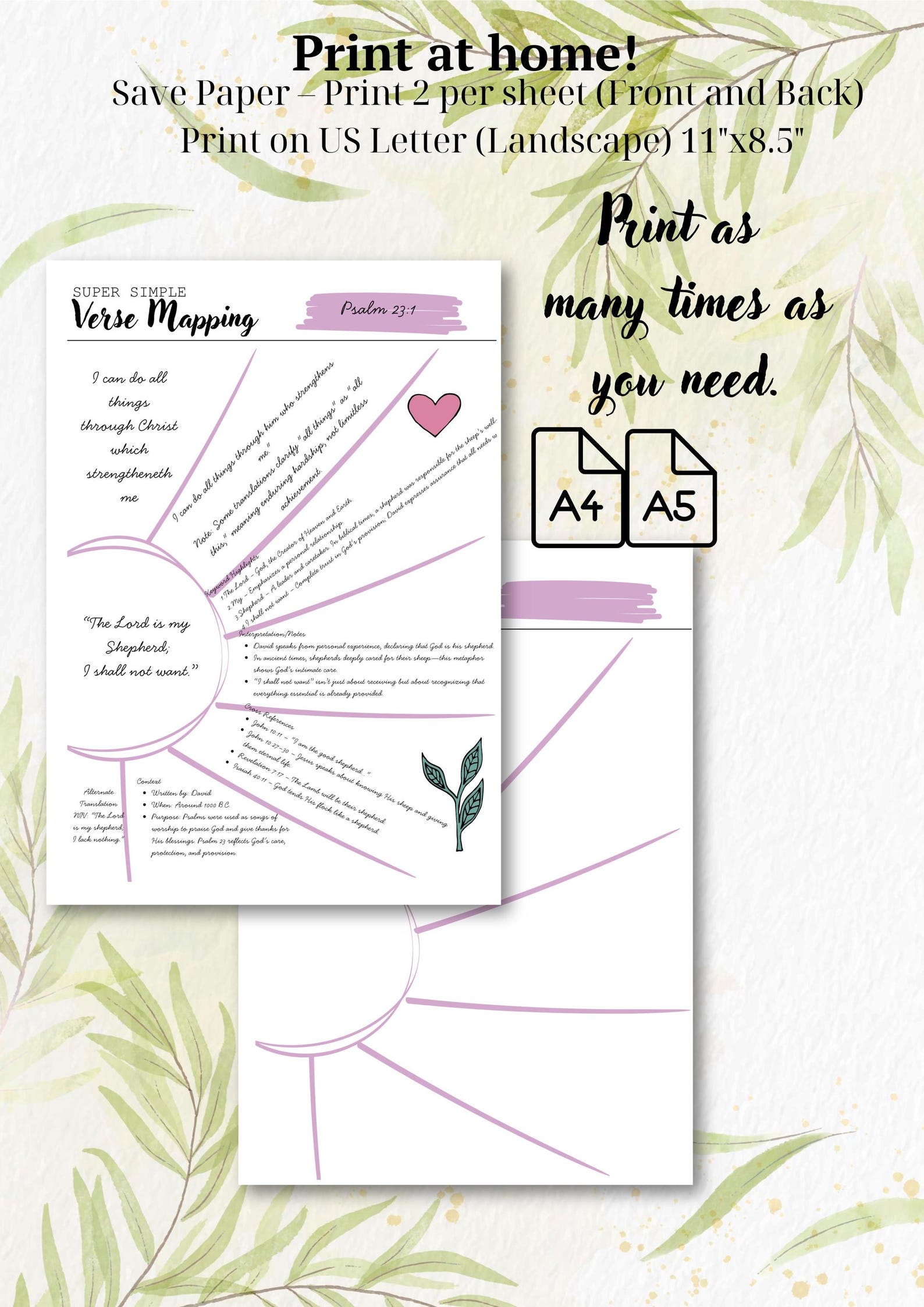 Bible Verse Mapping, Bible Study Journal, Bible Study Template, Digital ...