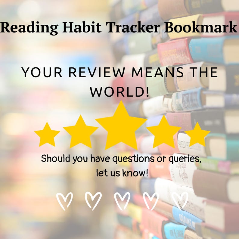 Reading Habit Tracker Bookmark: Printable Book Review Journal (PDF ...
