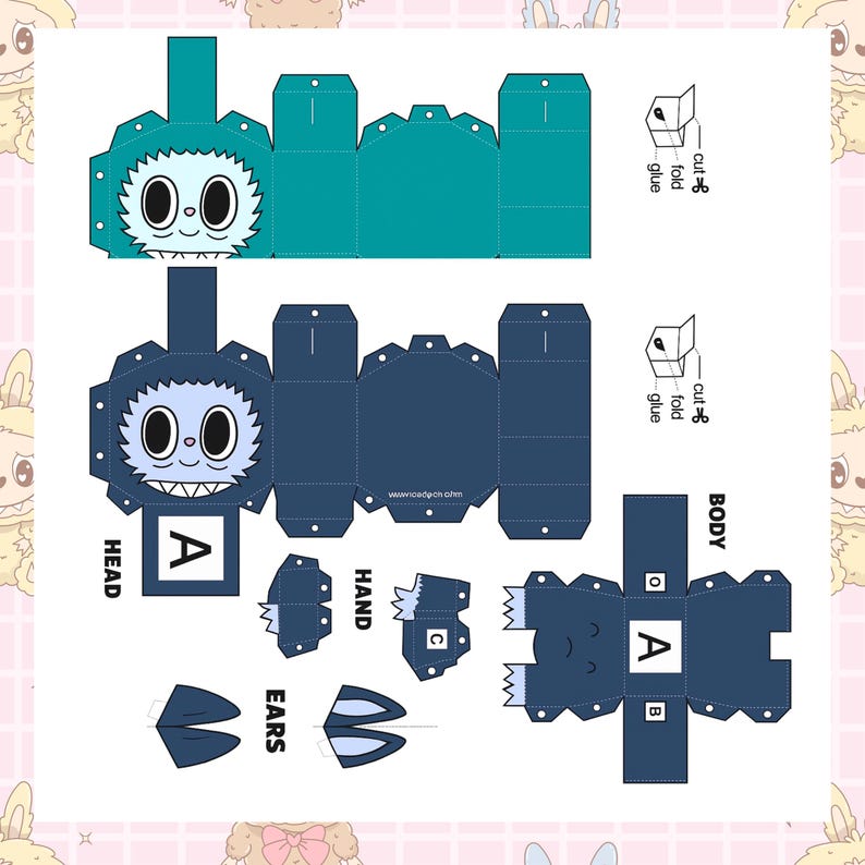 Labubu DIY Printable Paper Doll, Labubu Figures Art, Labubu Paper Doll ...