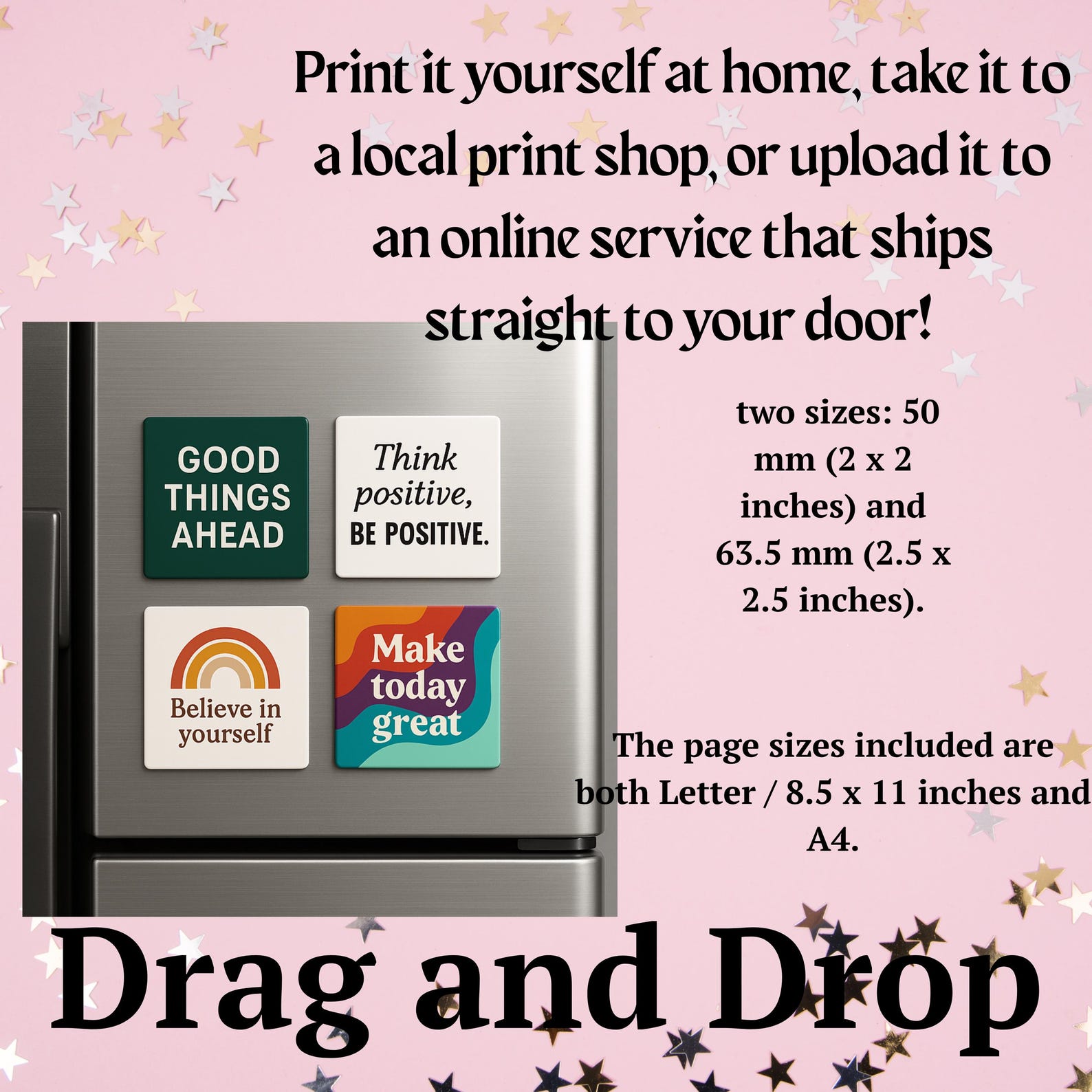 Editable Photo Fridge Magnet Template: DIY Keepsake, 2x2 Square ...