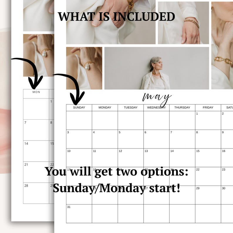 2027 Photo Template Calendar, Printable and Editable Desk Calendar, DIY ...