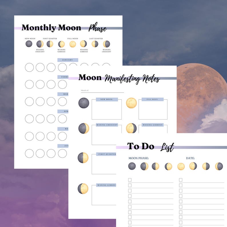 2026 Moon Planner Journal, Lunar Calendar, Moon Phase Tracker ...