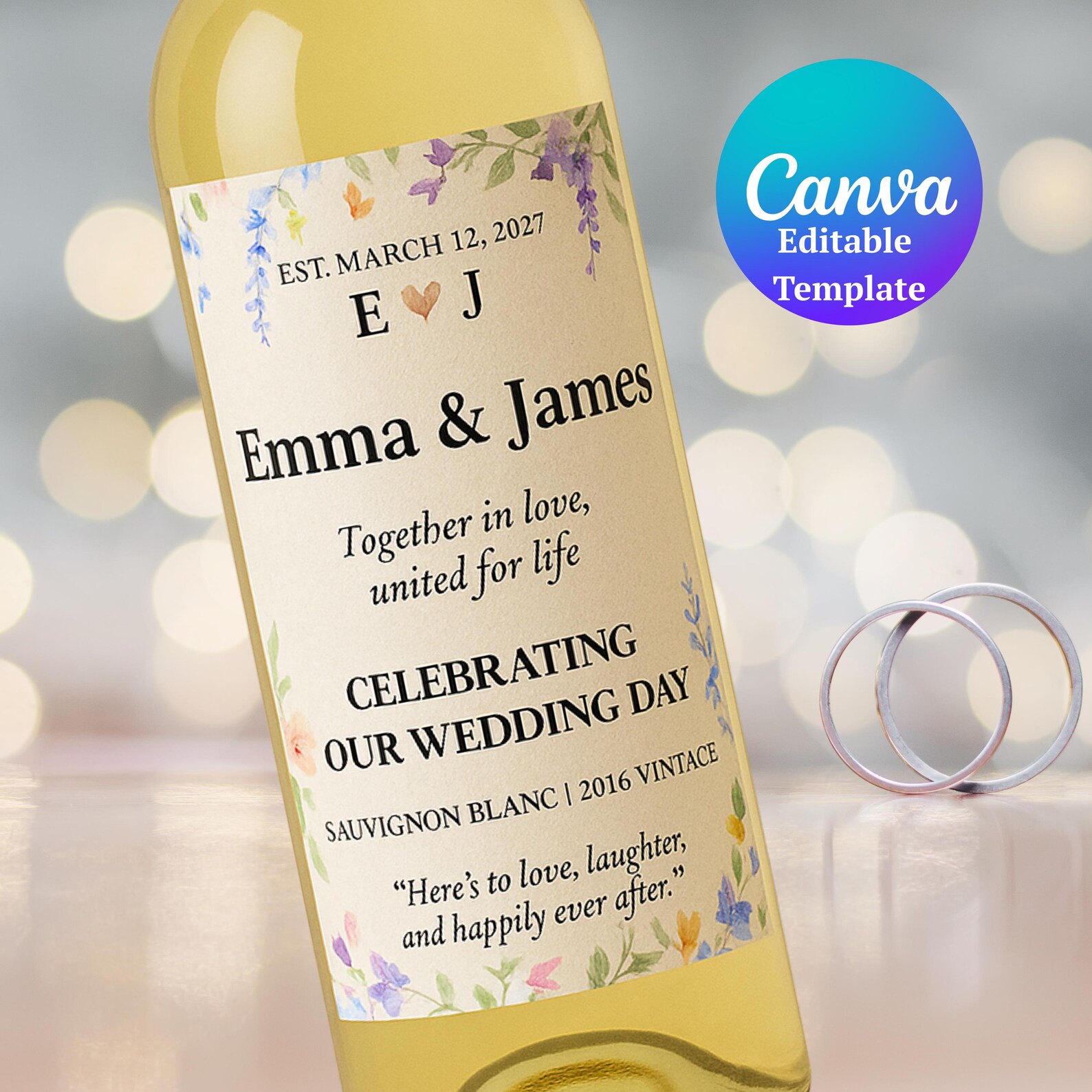 Personalised Wine Bottle Labels, Wedding Wine Bottle Labels, Gift for ...