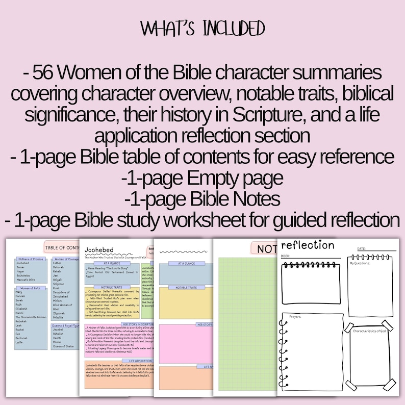 Women of the Bible Printable Bible Study Character Guide, 56 Women ...