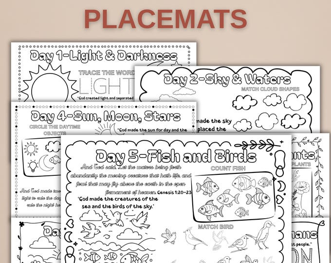 Days of Creation Flashcards, Sunday School Lesson, Bible Story Activity ...