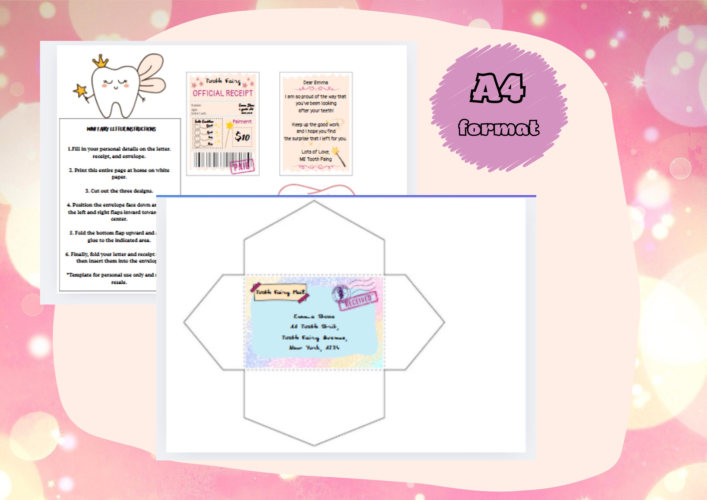 Pink Tooth Fairy Letter Set: Tooth Fairy Envelope, Printable Tooth ...