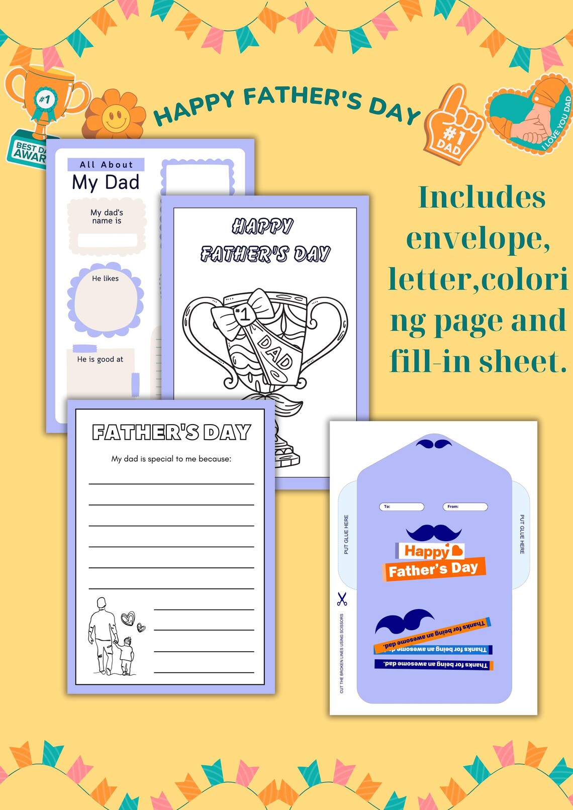 All About My Dad Printable: Father's Day Coloring Page (PDF) - Etsy