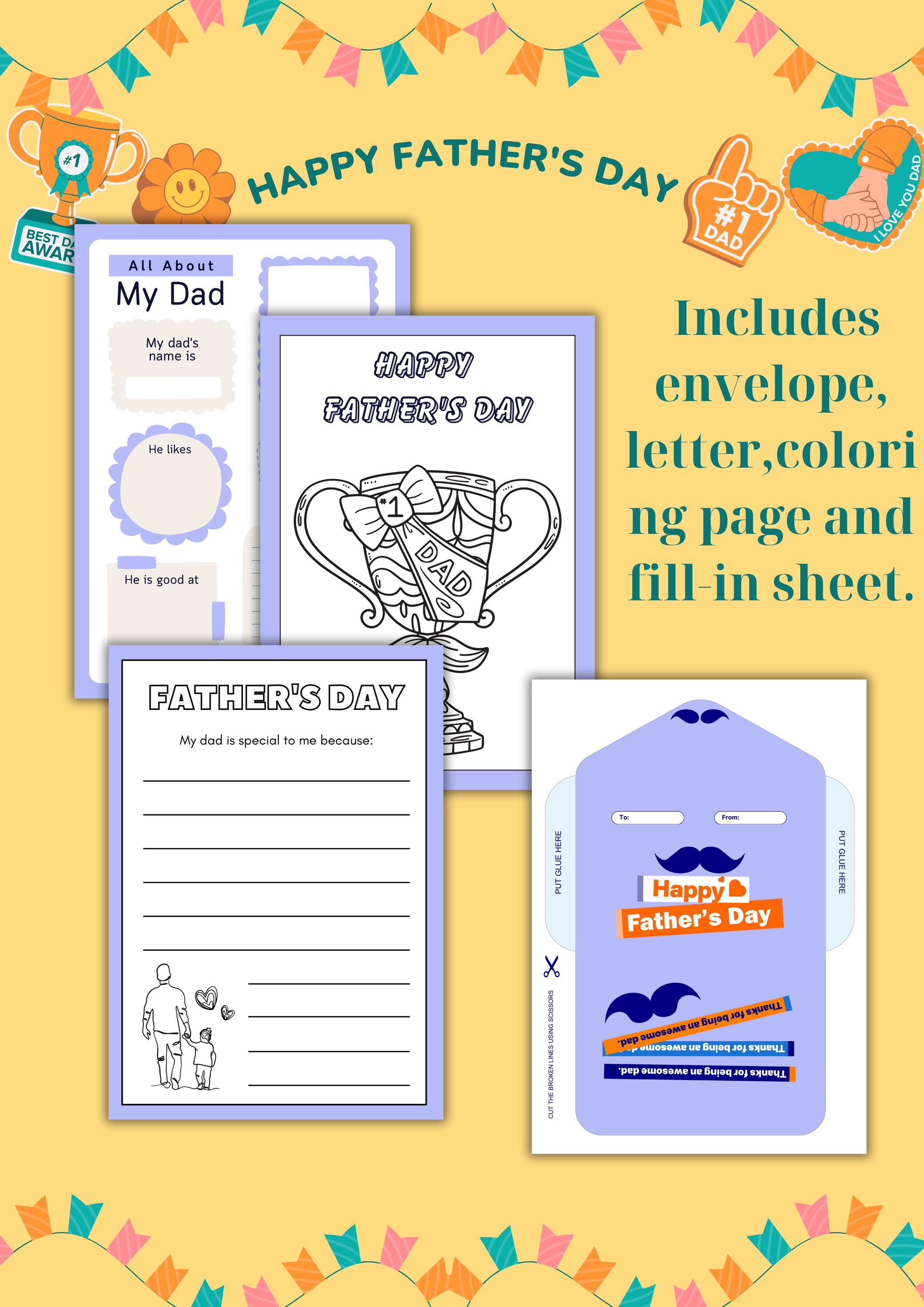 All About My Dad Printable: Father's Day Coloring Page (PDF) - Etsy