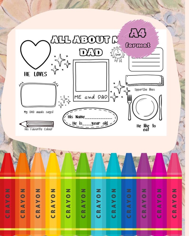 Father's Day Printable: All About My Dad Coloring Page (PDF) - Etsy