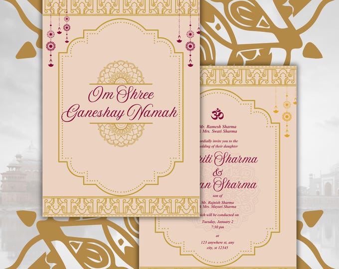 PRINTED | Indian Wedding Invitation Set, Party Invitation, Sangeet ...