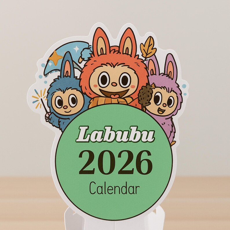 Labubu 2026 Printable Calendar: Monster Desk Calendar (PDF, PNG, SVG ...