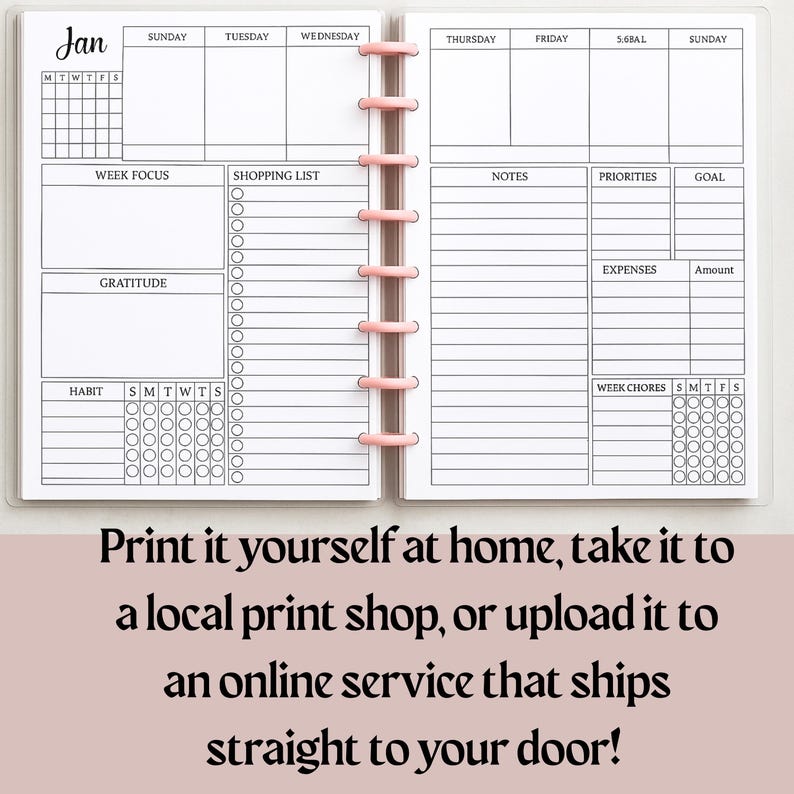 Week at a Glance, Weekly Planner Printable, Classic Happy Planner ...