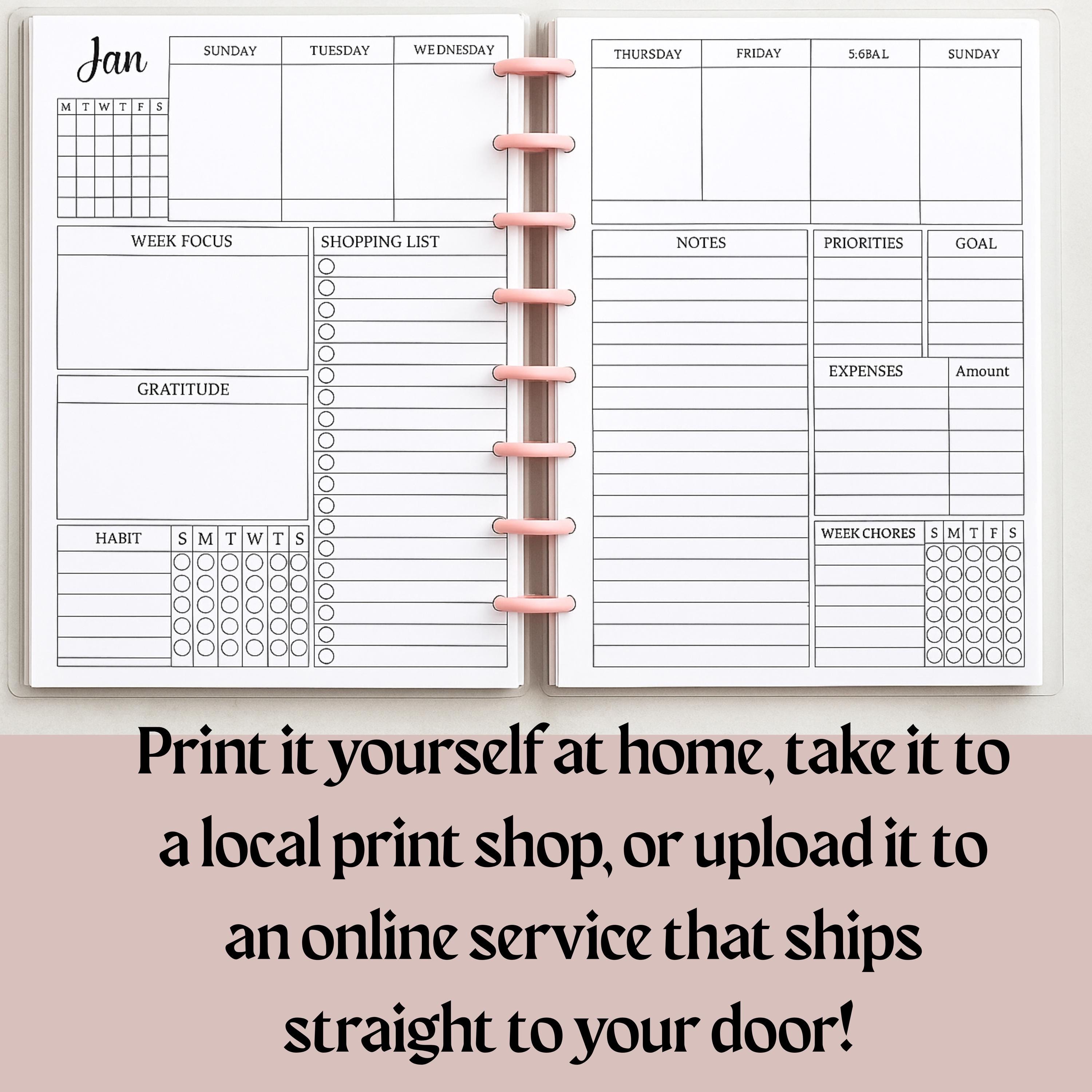 Week at a Glance, Weekly Planner Printable, Classic Happy Planner ...