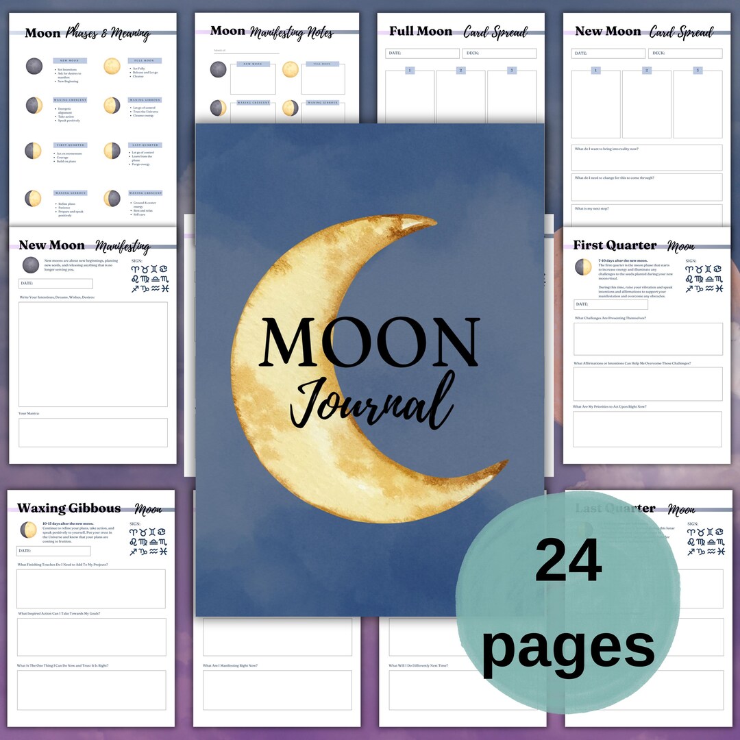 2026 Moon Planner Journal, Lunar Calendar, Moon Phase Tracker ...
