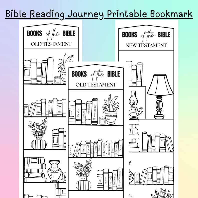 Books of the Bible Bookshelf Tracker Printable, Bible Reading Journey ...