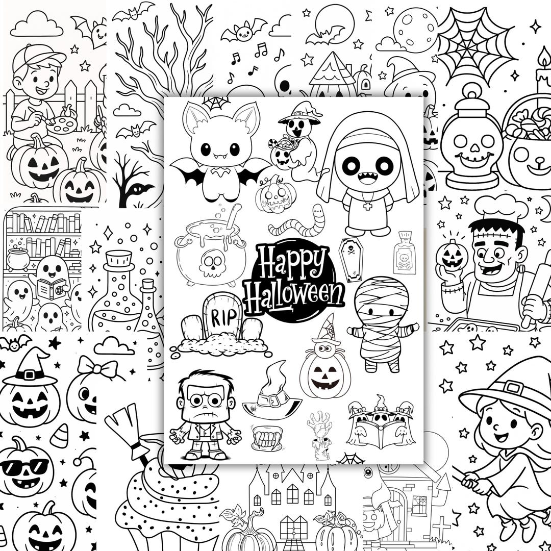 80+ Halloween Coloring Pages: Spooky-cute Activity Sheets (PDF) - Etsy
