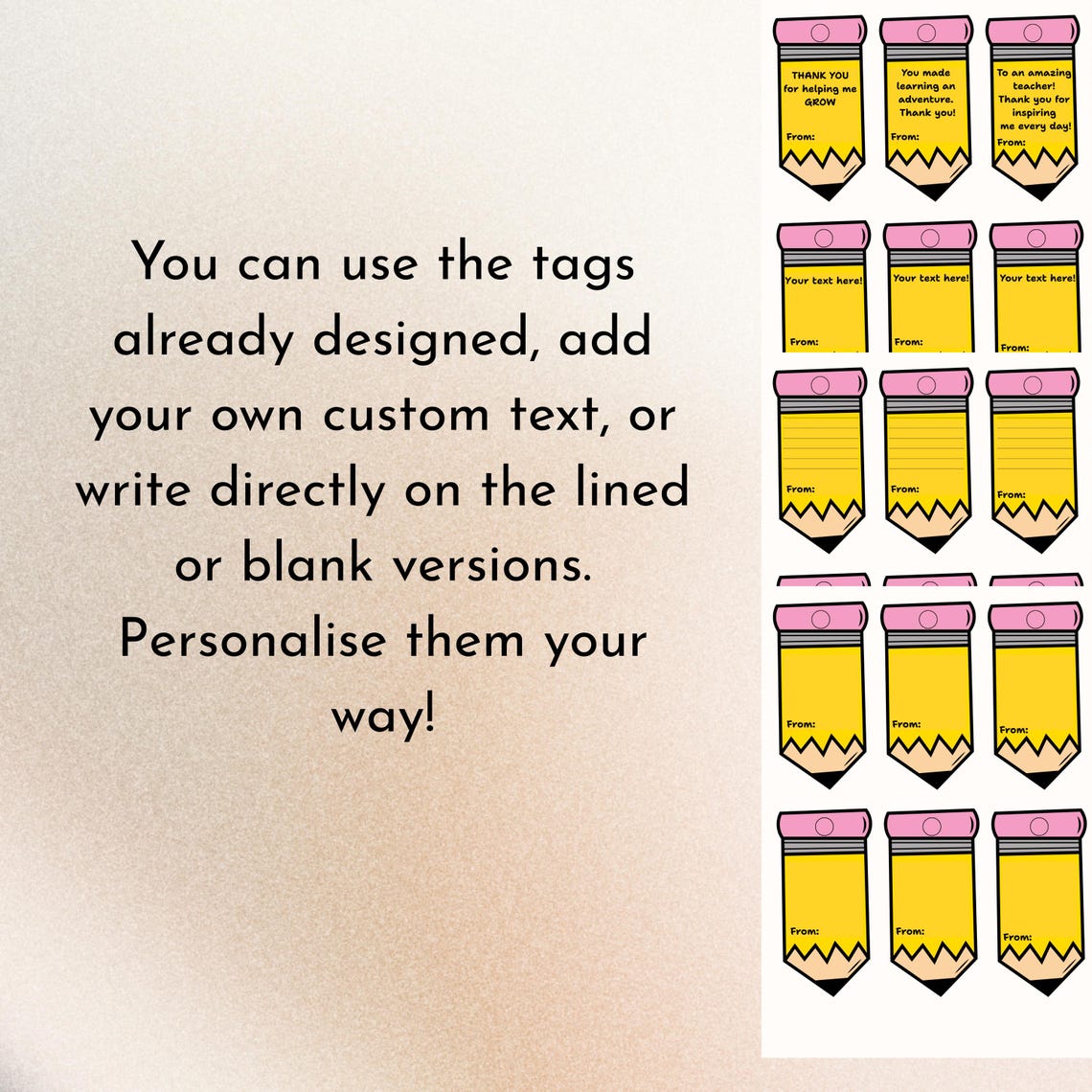 Pencil Teacher Appreciation Gift Tag Template: Editable Thank You ...
