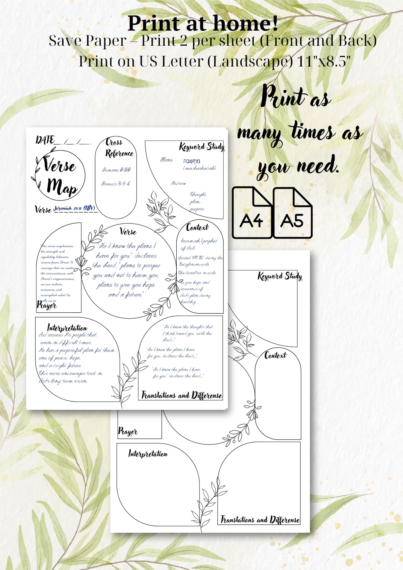 Bible Verse Mapping, Bible Study Journal, Bible Study Template, Digital ...