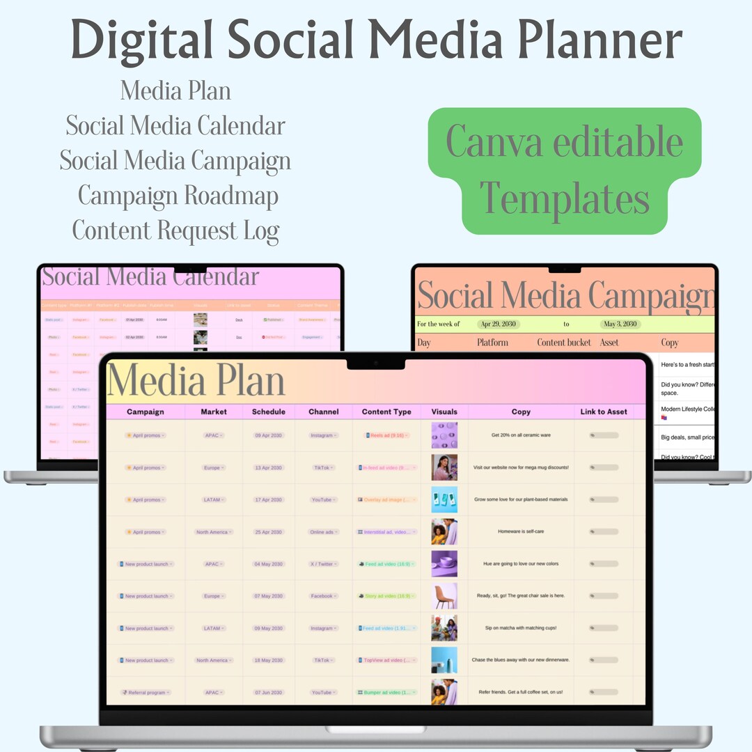 Digital Content Planner, Digital Social Media Planner, Content Planner ...