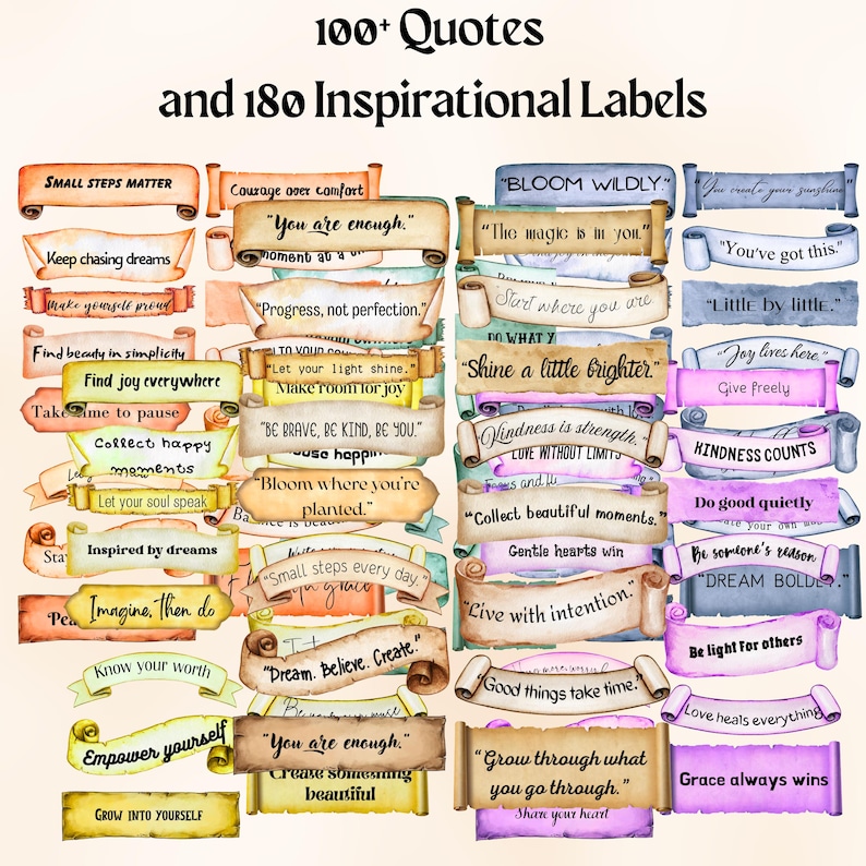 Inspirational Junk Journal Words, Vintage Printable Labels (digital ...