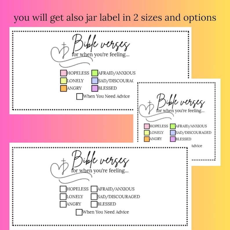 Printable Prayer Jar, Bible Verse Jar for Feelings and Emotions, Prayer ...