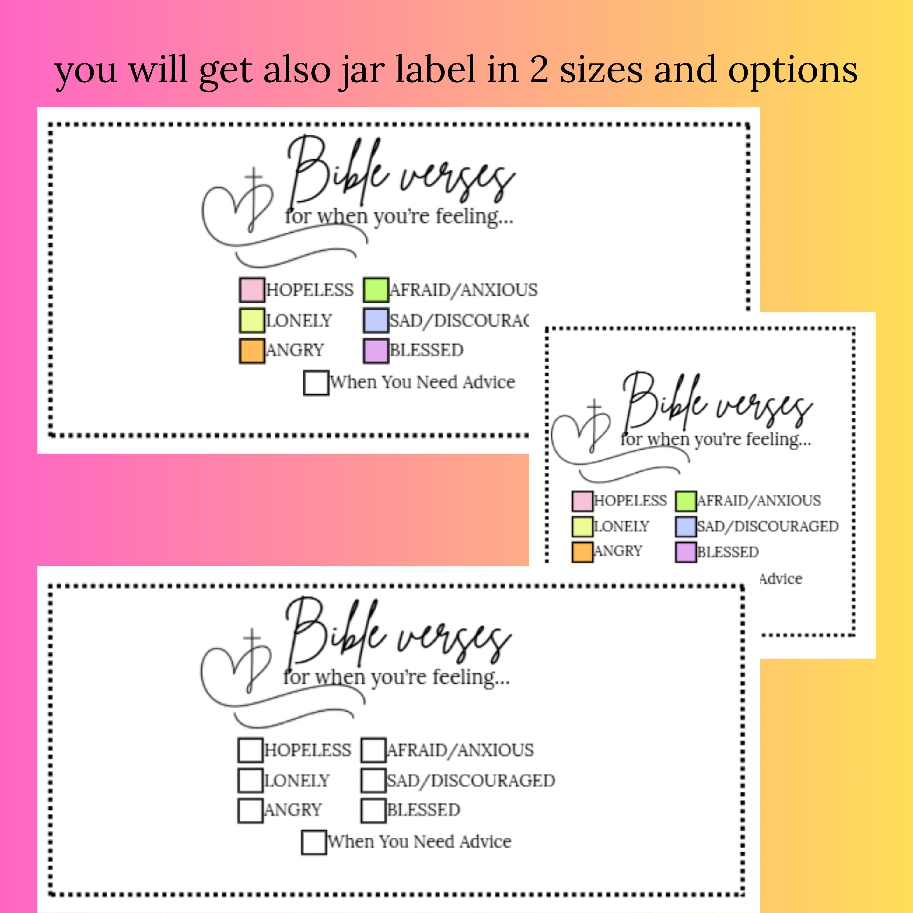 Printable Prayer Jar, Bible Verse Jar for Feelings and Emotions, Prayer ...