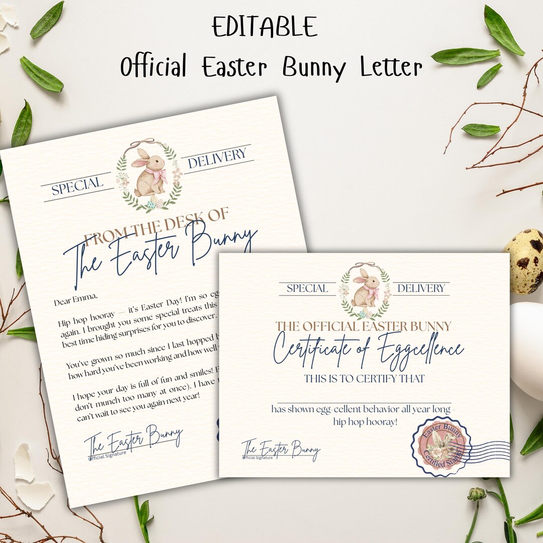 Editable Easter Bunny Letter Template, From the Desk of Easter Bunny ...