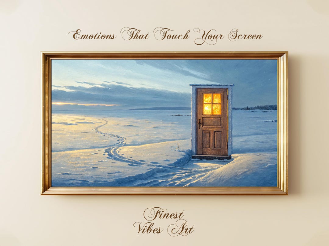 Glowing Door in Snow, Winter Landscape Art for Samsung Frame TV ...