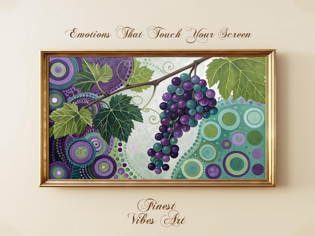 Colorful Grapevine Art for Samsung Frame TV, Abstract Fruit and Leaf ...
