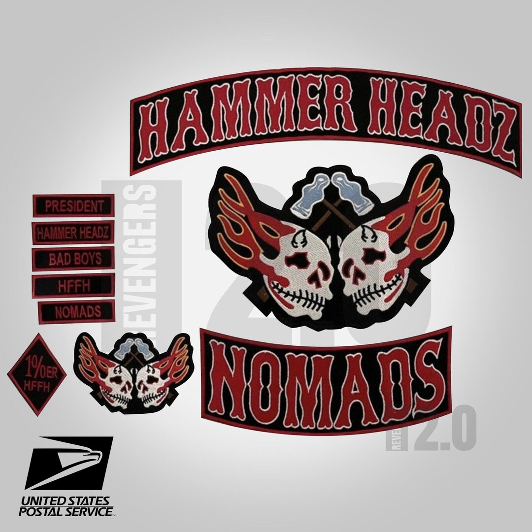 Hammer Headz Nomads MC Embroidery Patch Set: Biker Jacket Patches (pack of 10) - Etsy