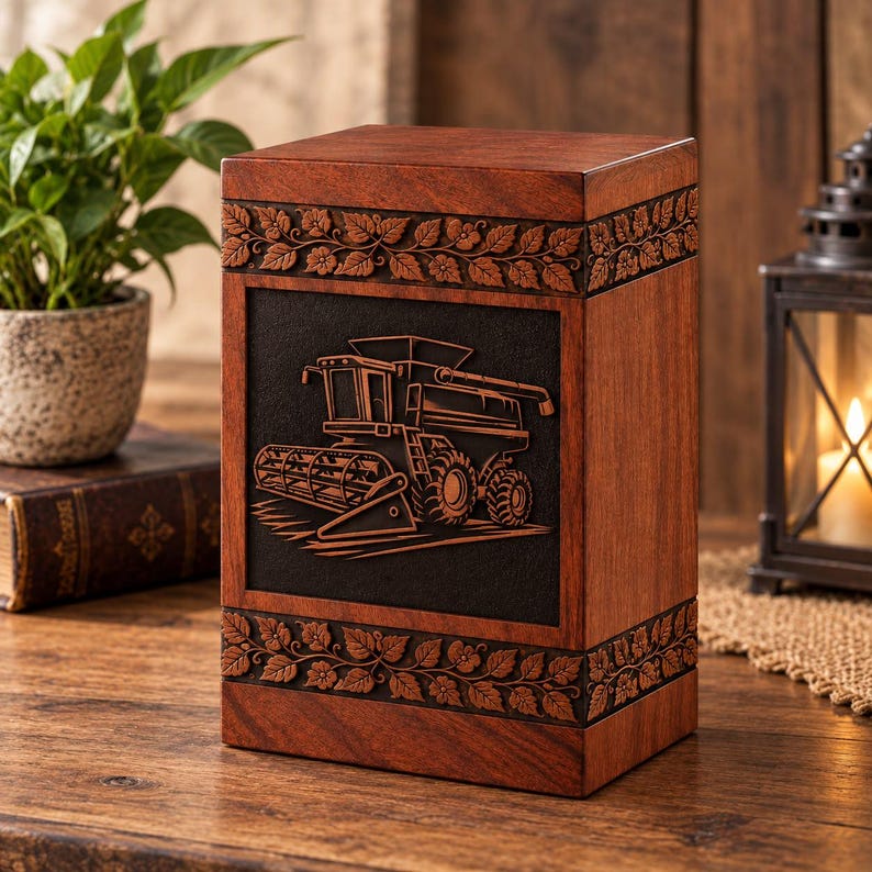 Custom Farm Tractor Memorial Box, Personalized Wooden Keepsake Box ...