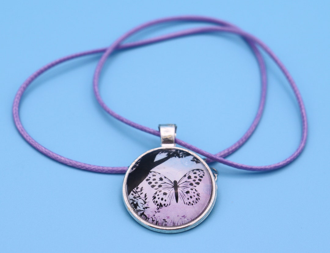 Purple Butterfly Pendant Necklace - Etsy