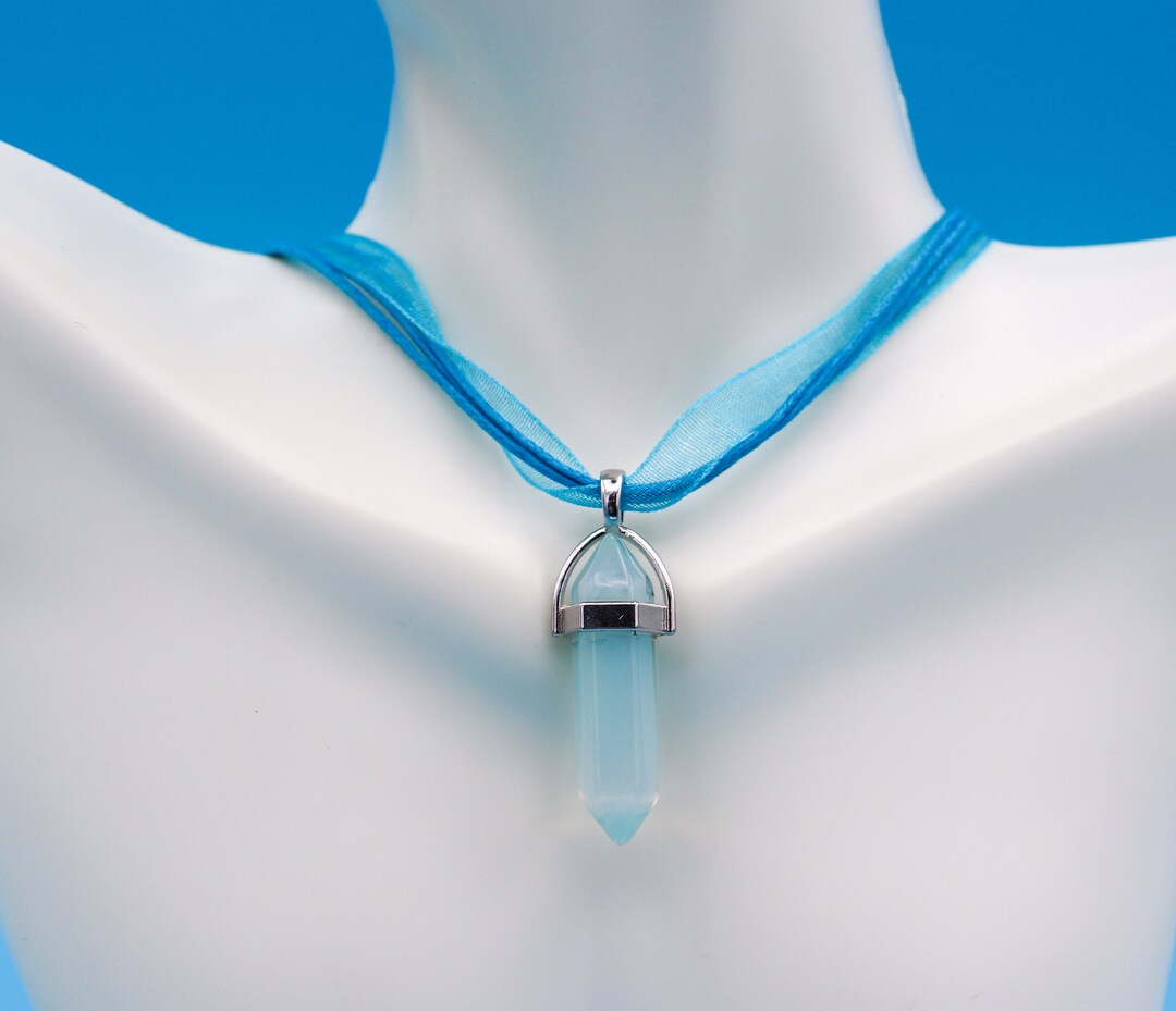 Blue Crystal Pendant Necklace - Etsy