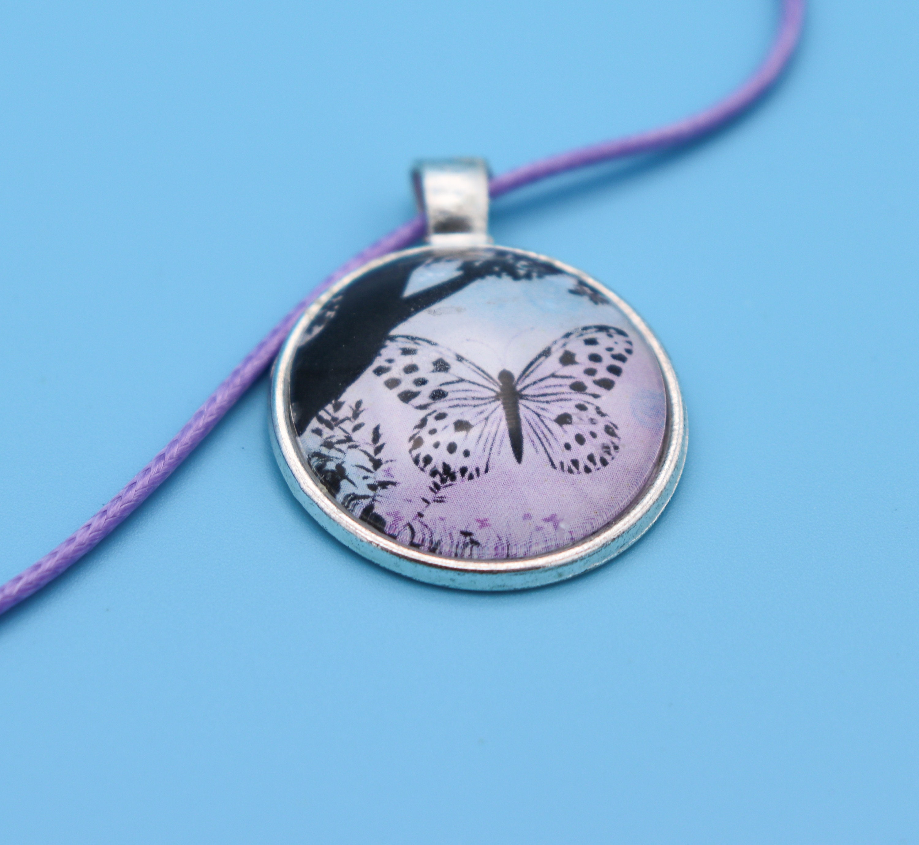Purple Butterfly Pendant Necklace - Etsy
