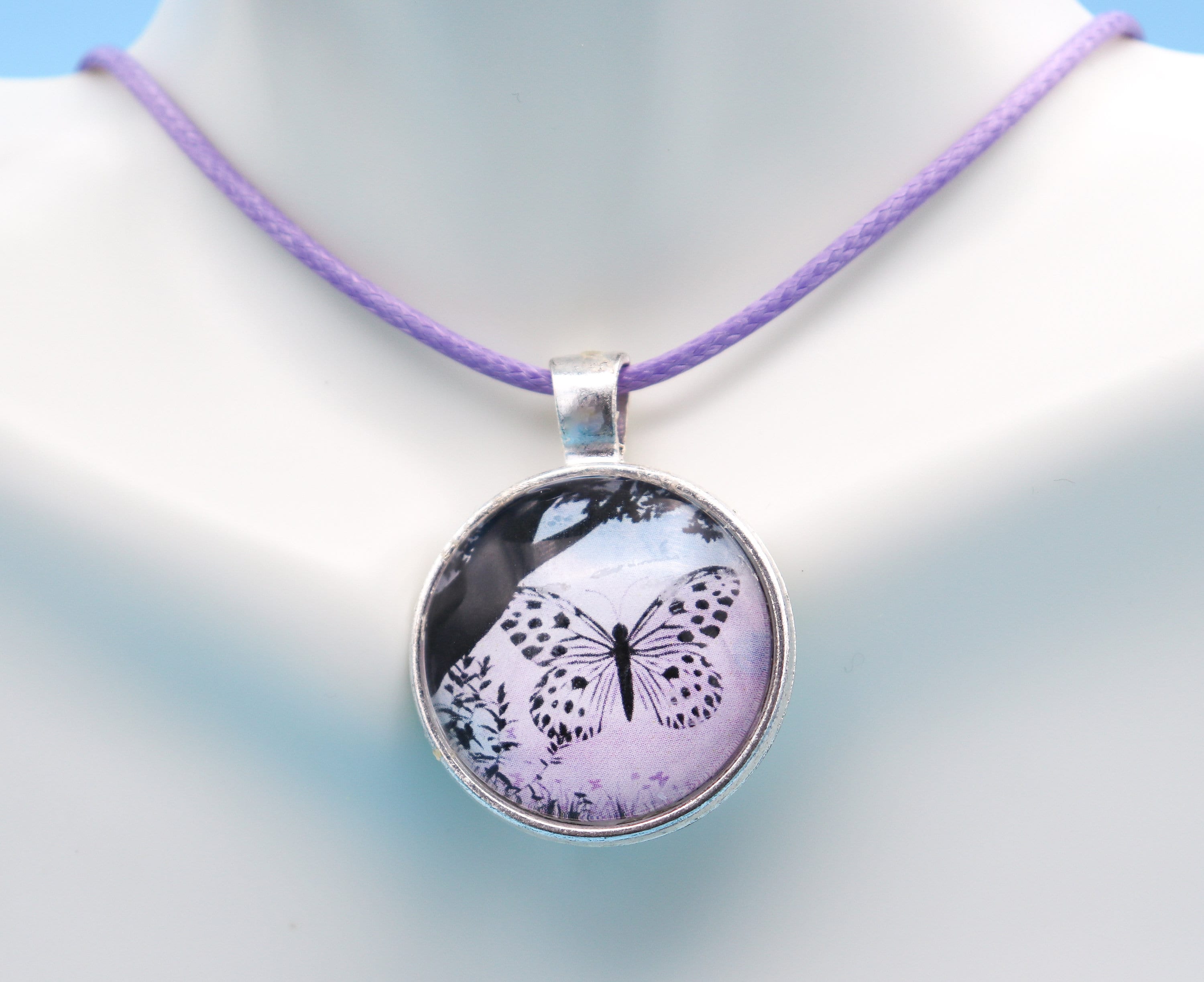 Purple Butterfly Pendant Necklace - Etsy