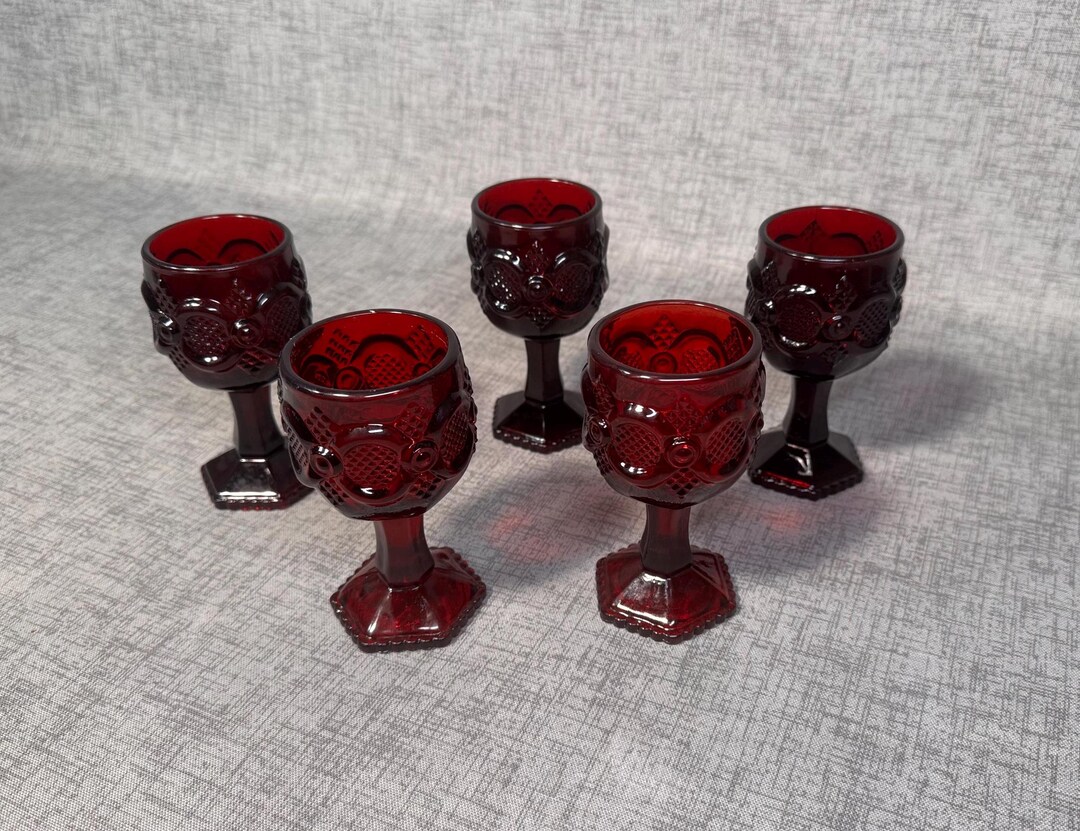 Avon Ruby Red Cape Cod Wine Goblets Set of Five - Etsy