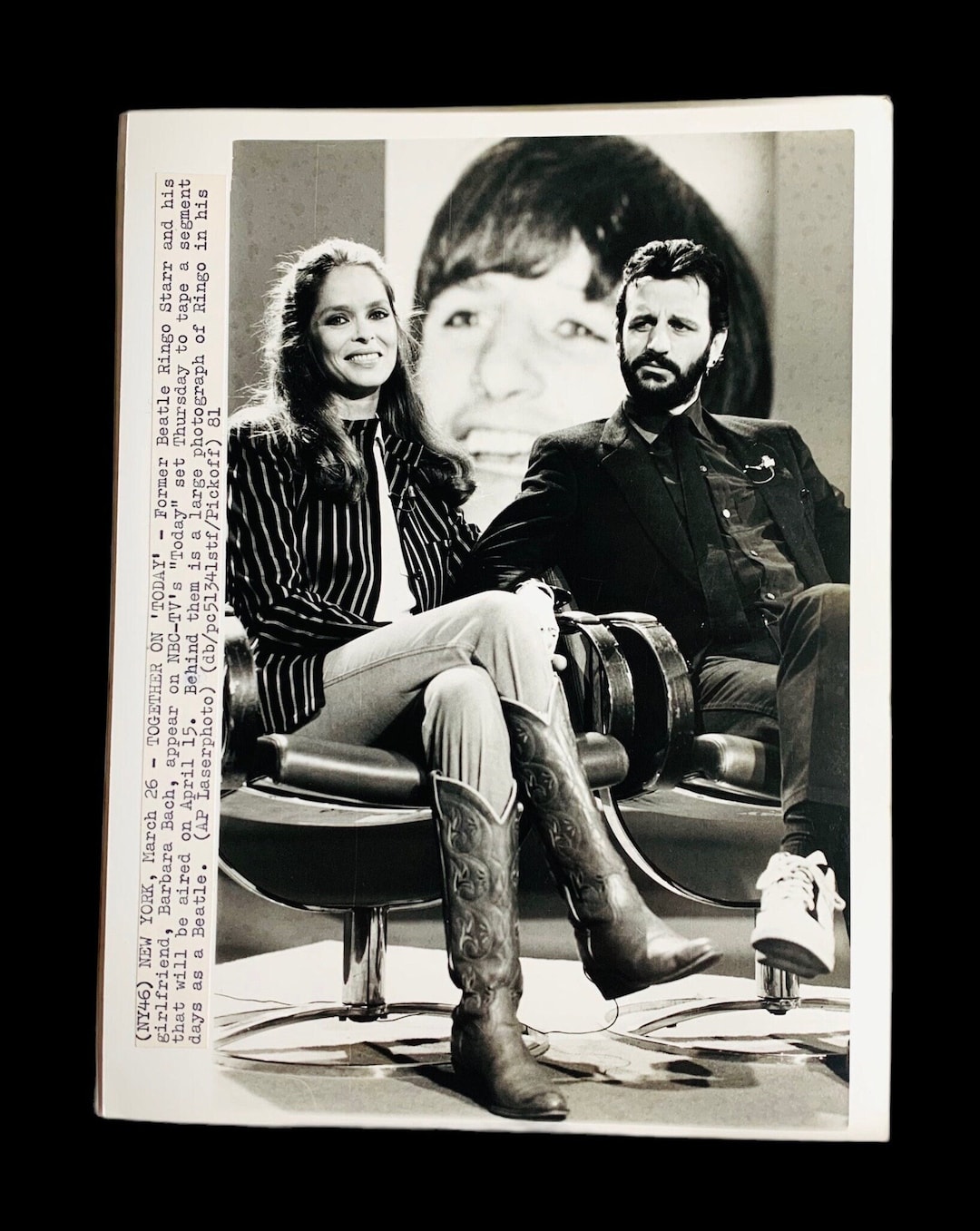 Ringo Starr Barbara Bach Beatles Black White Photograph TODAY Show 1981 ...