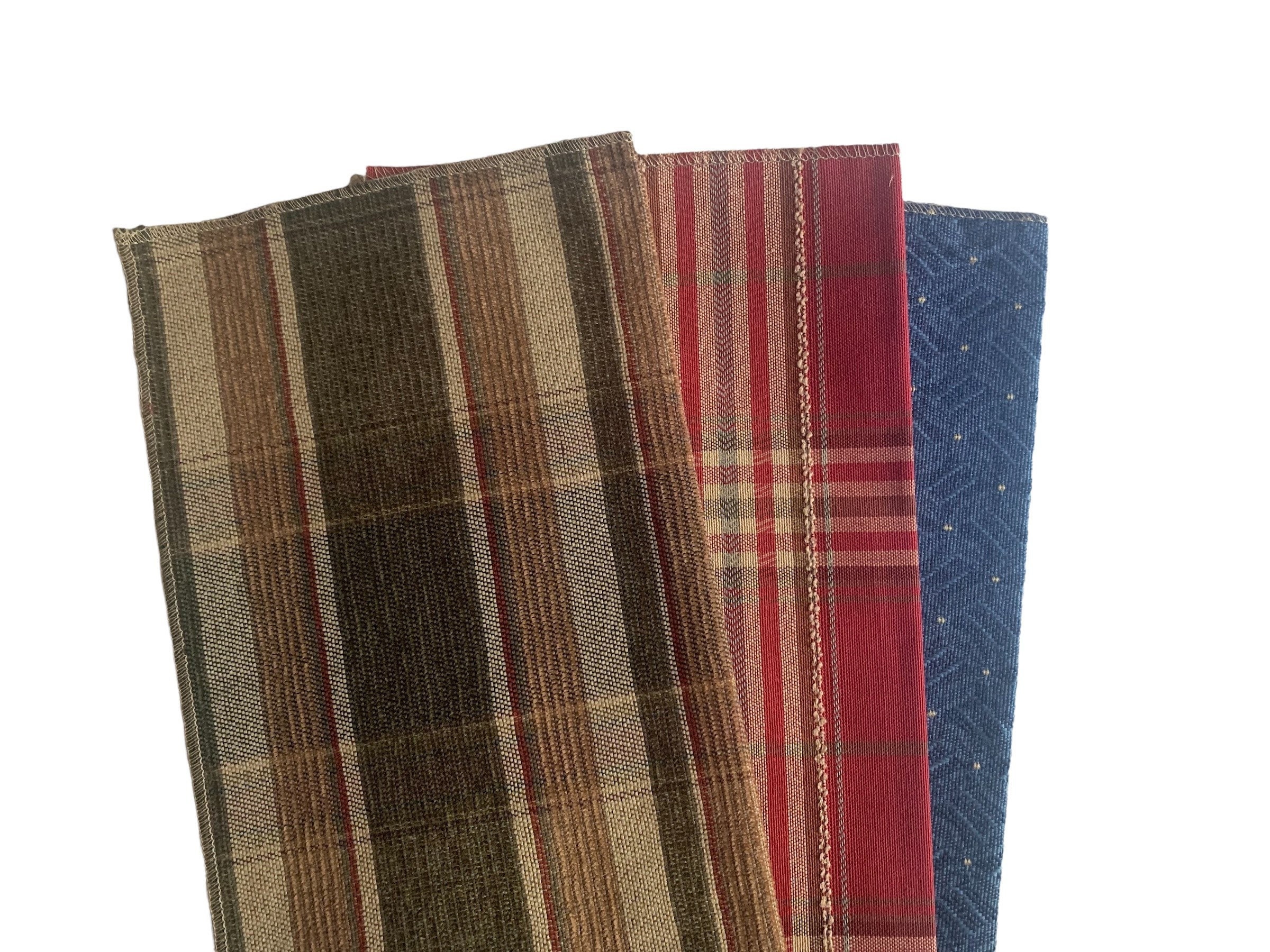 Plaid Upholstery Fabric Samples Polyester Lightweight Three Pieces Blue ...