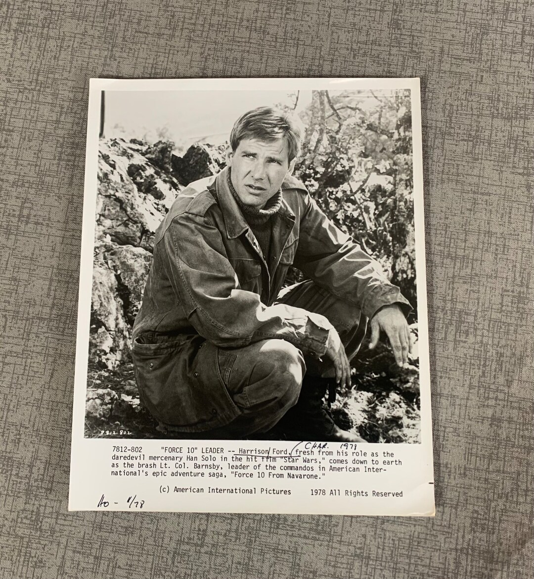 Harrison Ford Black and White Photograph 1978 Celebrity Actor 1970s ...