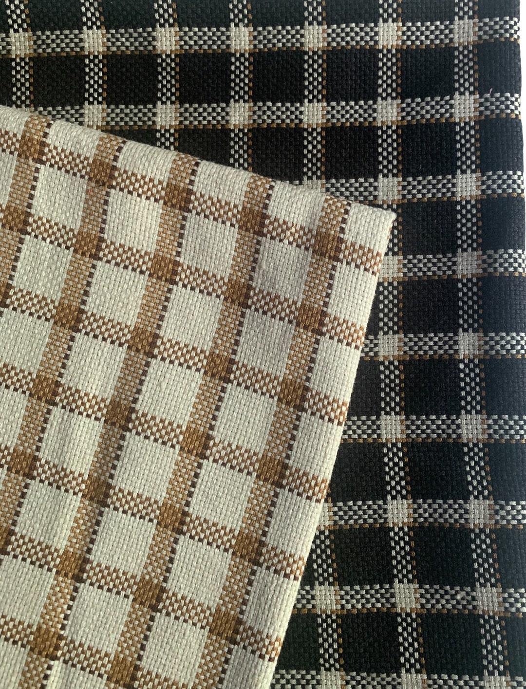 Black Brown Checkered Upholstery Fabric Samples/large Fabric Sample ...
