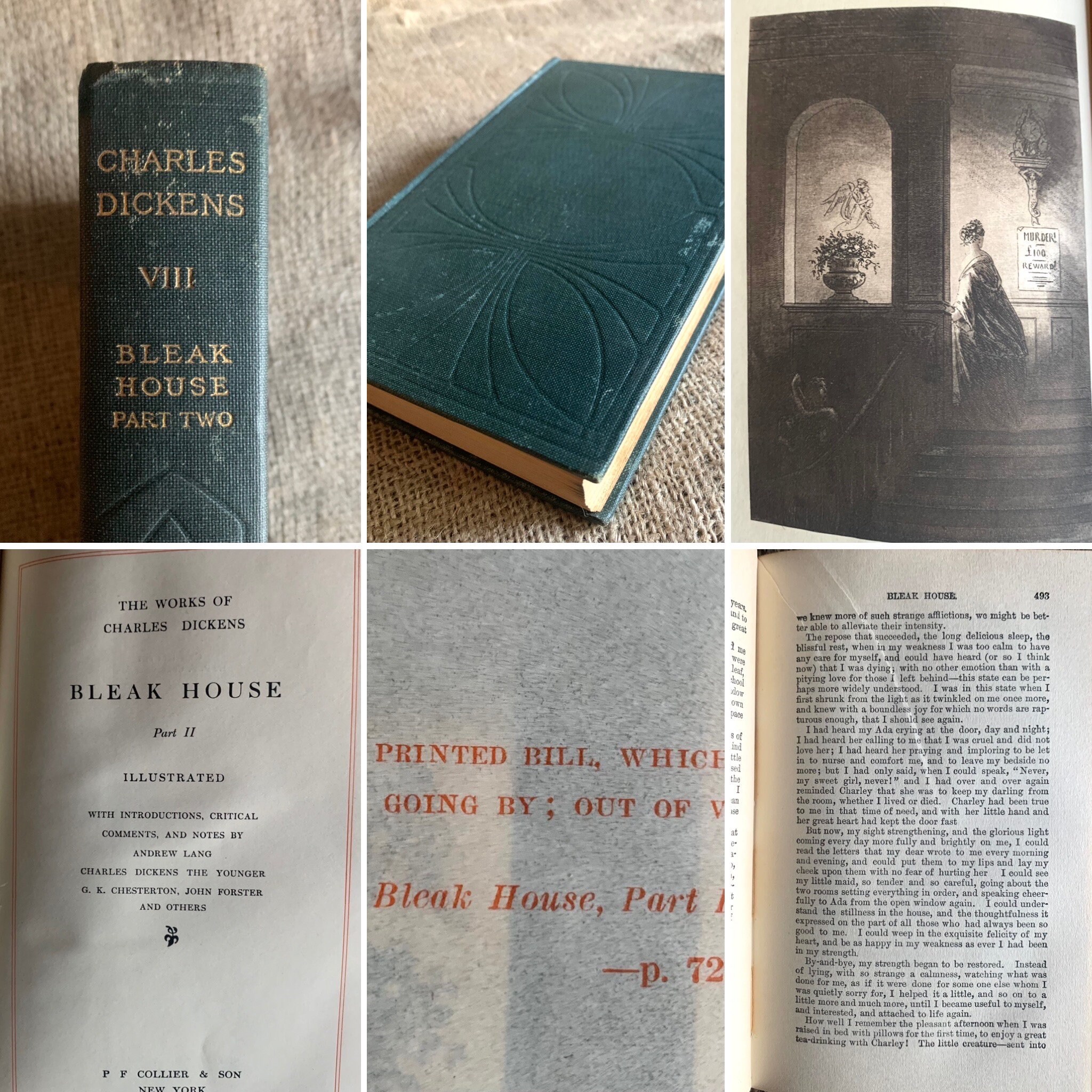 Charles Dickens Classic Hardcover Books Antique Green Decor Books Classic Fiction Price Is Per