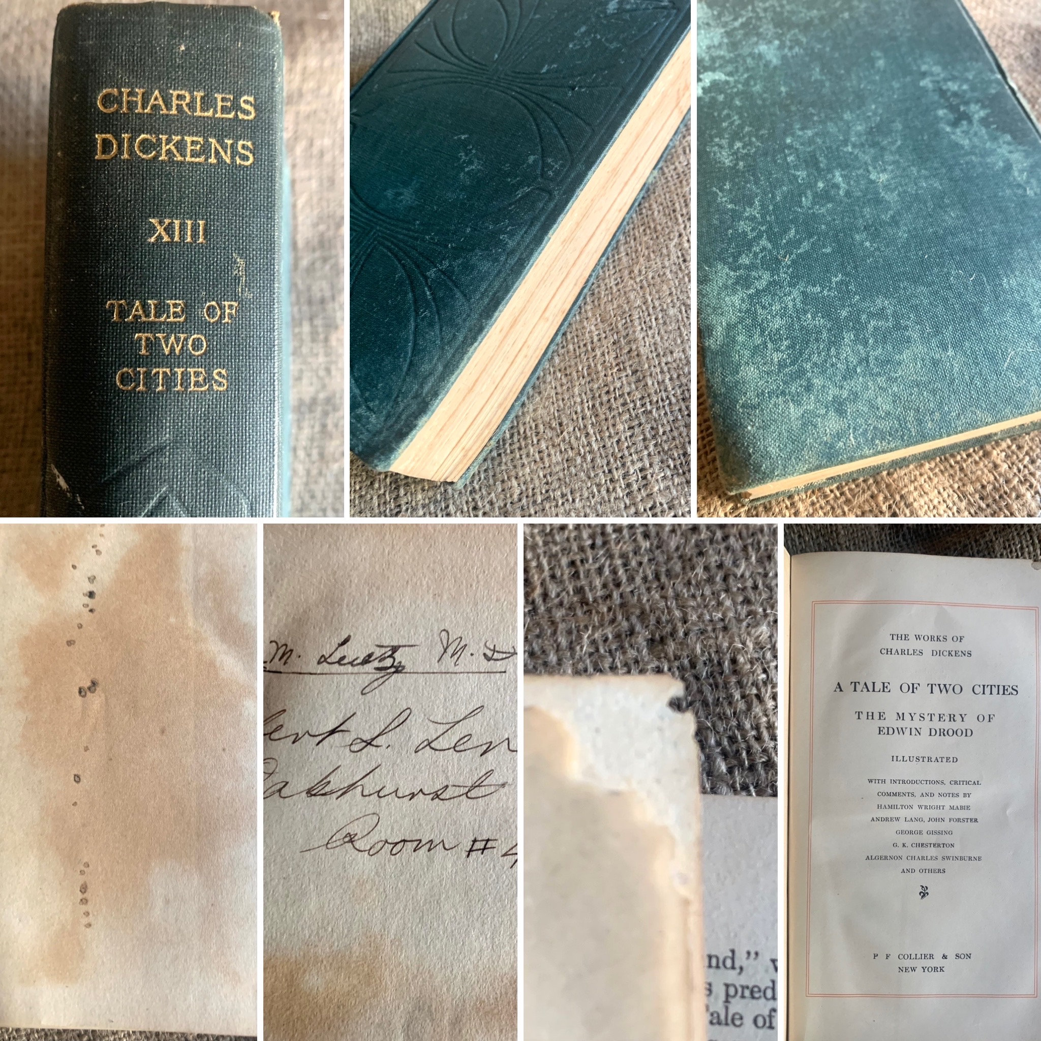 Charles Dickens Classic Hardcover Books Antique Green Decor Books ...