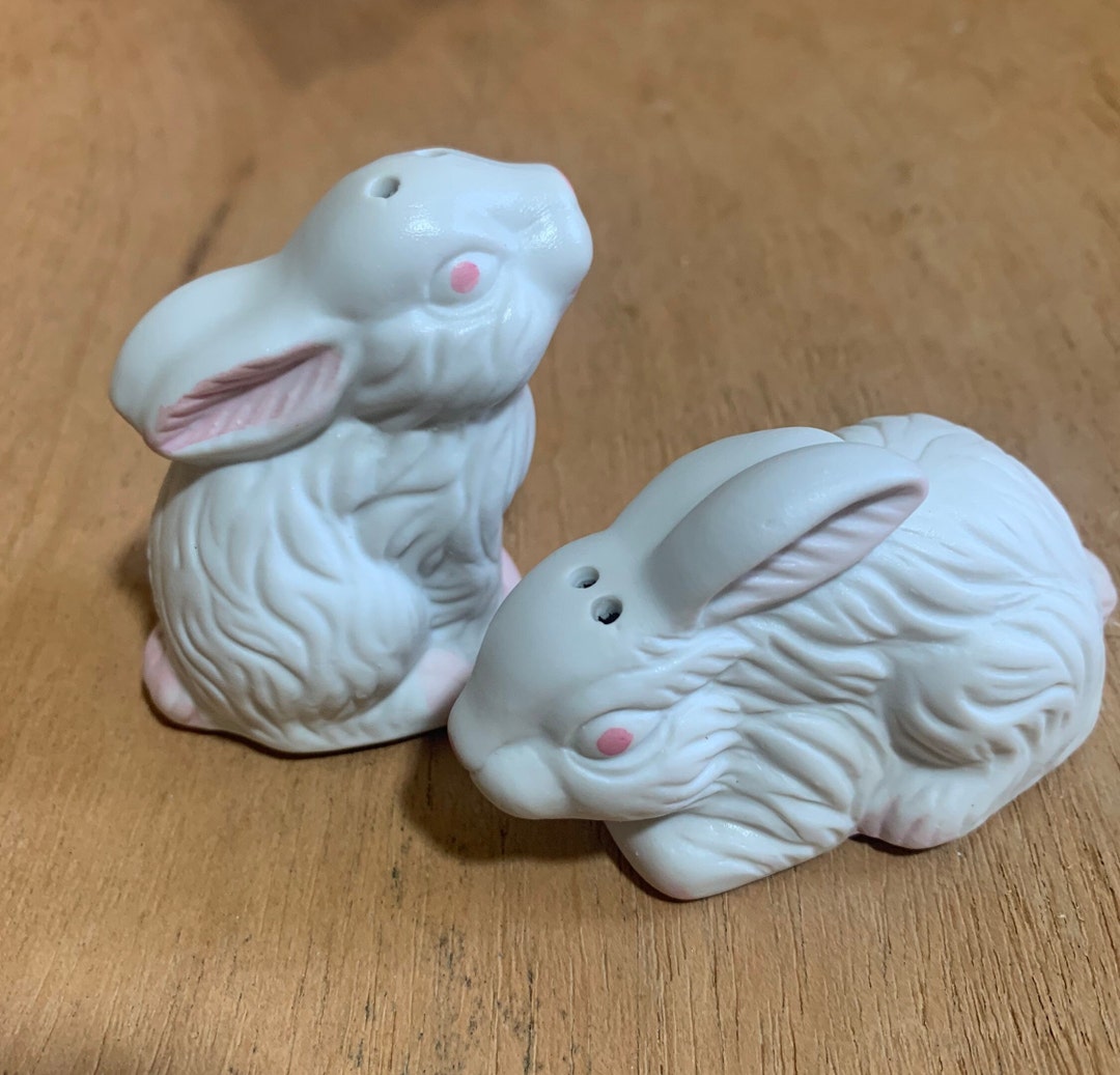 Vintage Bunny Rabbits Small Salt Pepper Shaker Set New in Box - Etsy