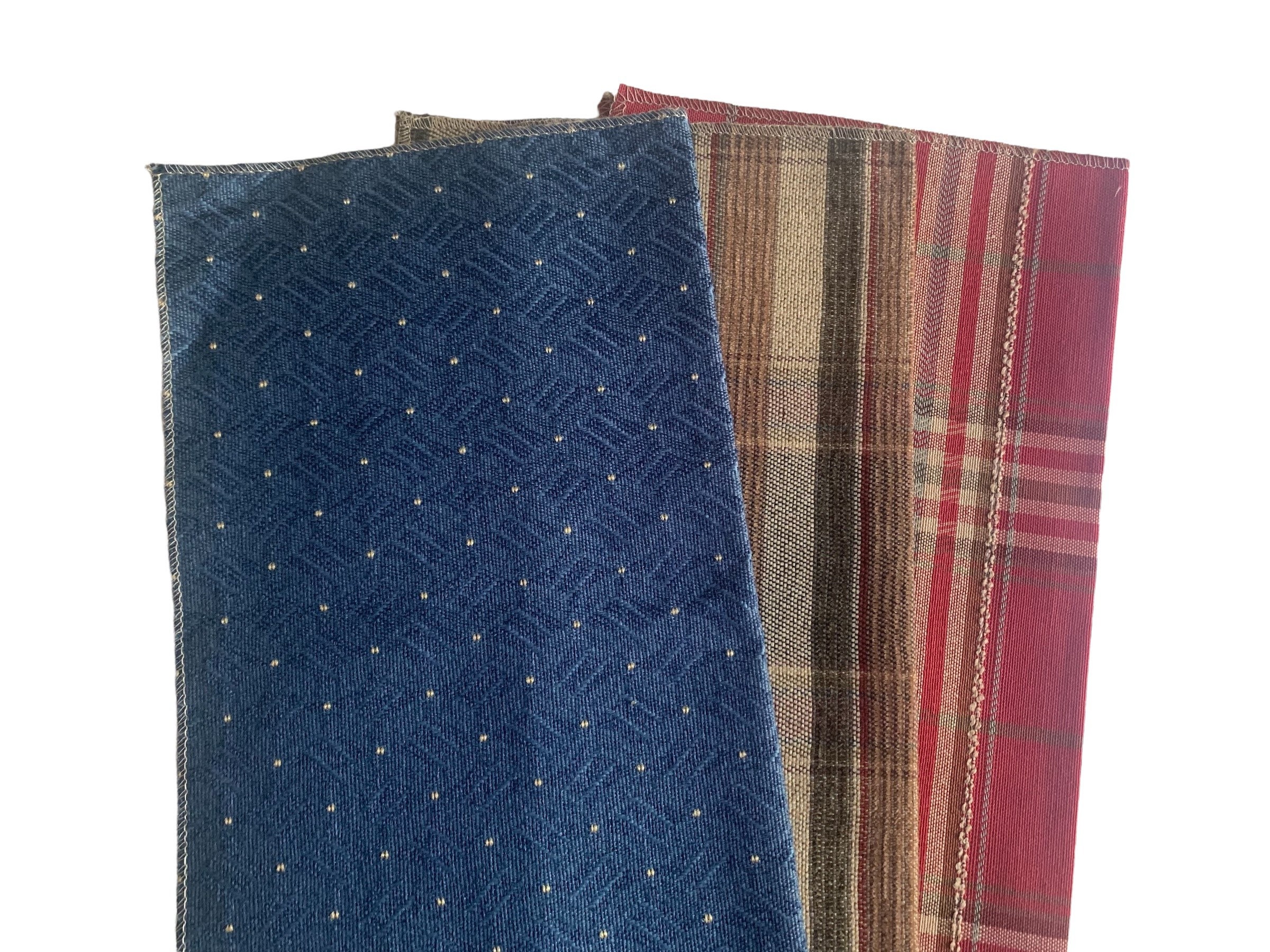 Plaid Upholstery Fabric Samples Polyester Lightweight Three Pieces Blue ...