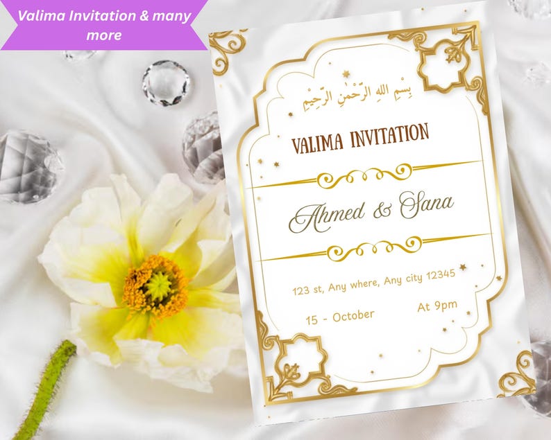 Editable Muslim Wedding Invitation Template, Nikkah Valima Canva Bundle ...