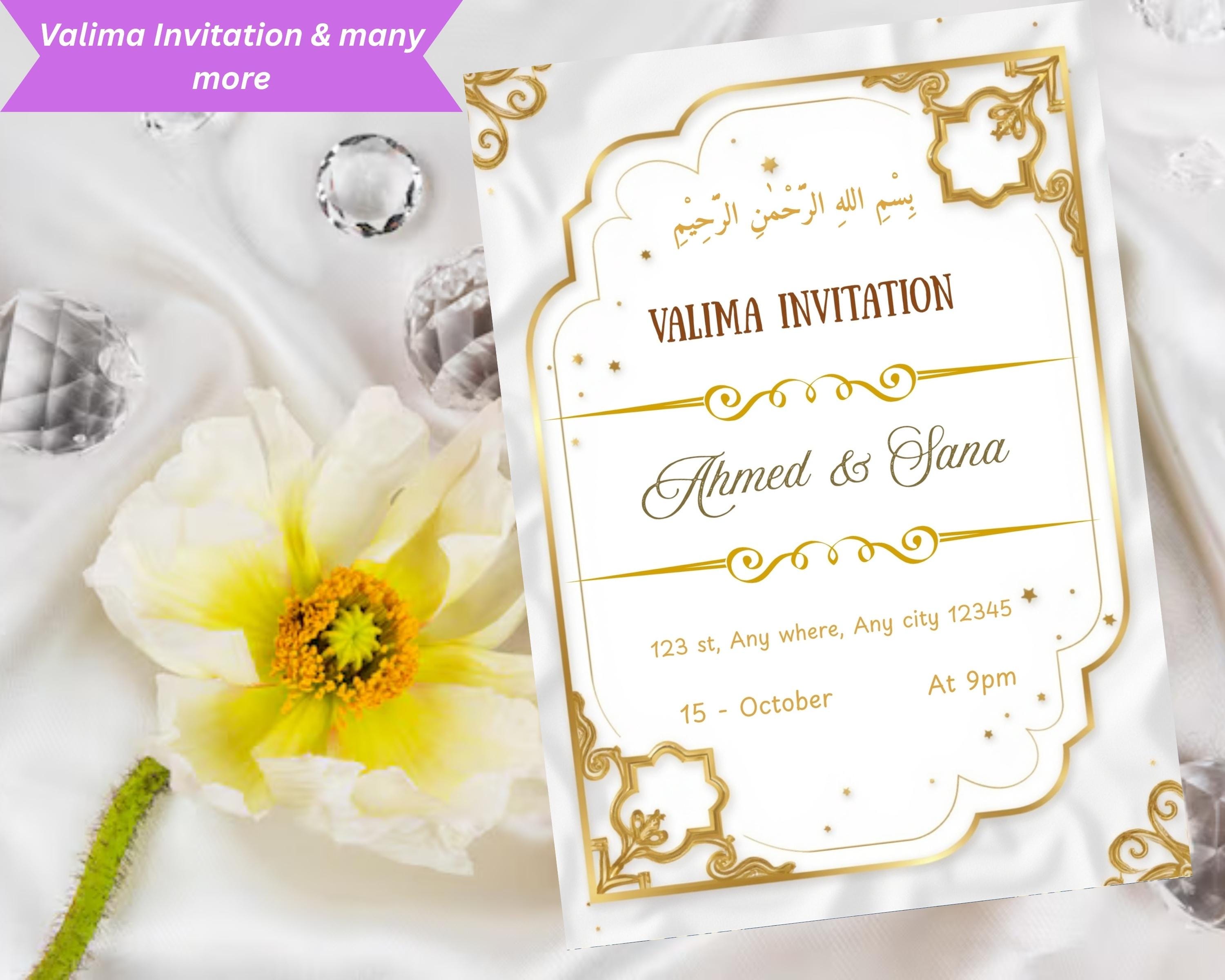 Editable Muslim Wedding Invitation Template, Nikkah Valima Canva Bundle ...