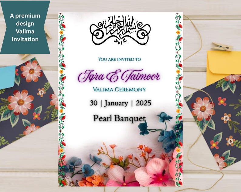 Editable Muslim Wedding Template Bundle | Canva Boho Mehndi, Nikkah ...