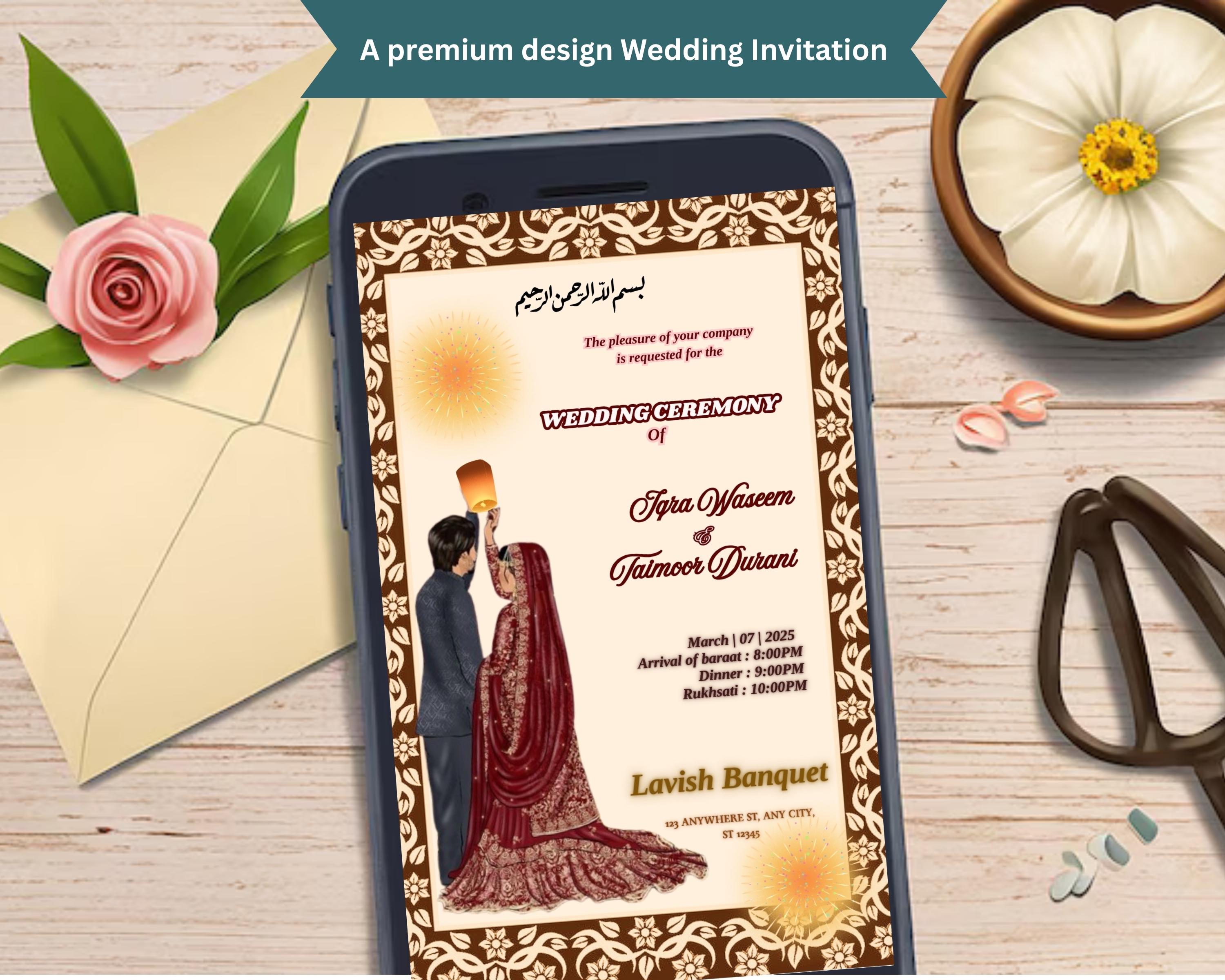 Editable Muslim Wedding Template Bundle | Canva Boho Mehndi, Nikkah ...